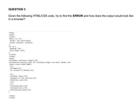 Solved Question 3 Given The Following Htmlcss Code Try To