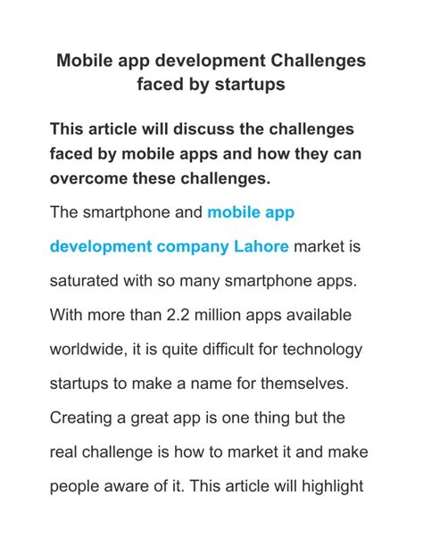 PPT Mobile App Development Challenges Faced By Startups PowerPoint