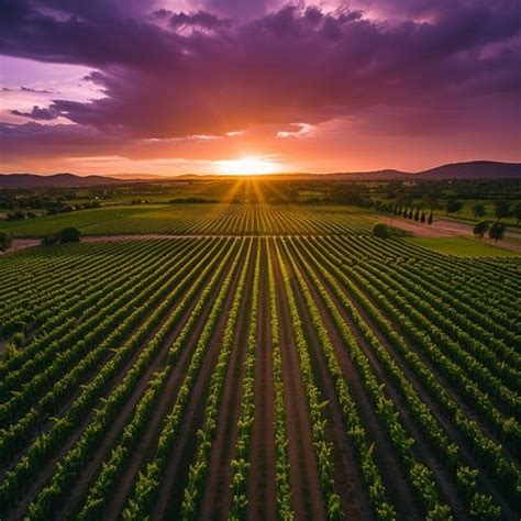 Free Sunset Vineyard Rows Photo Sunset Vineyard Agriculture