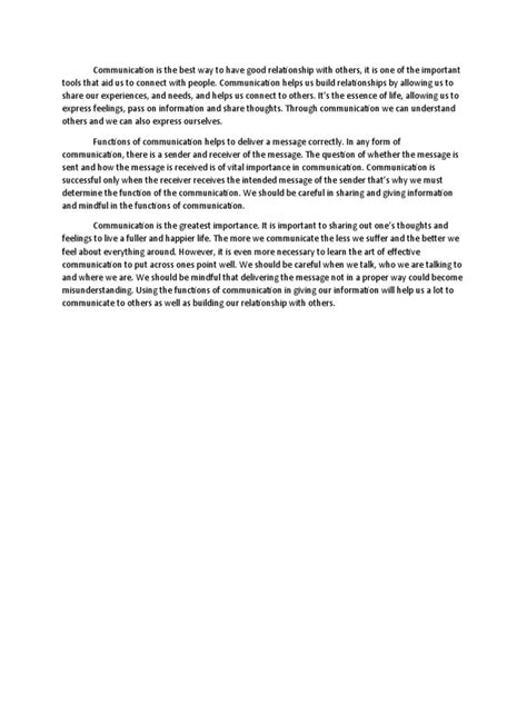 Importance Of Communication Essay Pdf