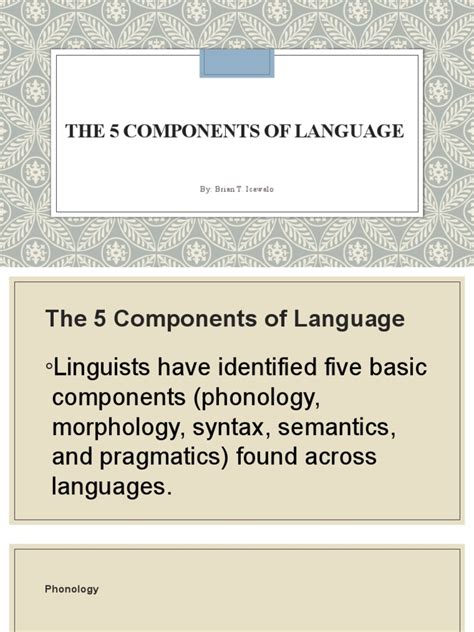 The 5 Components Of Language Pdf Morphology Linguistics Word
