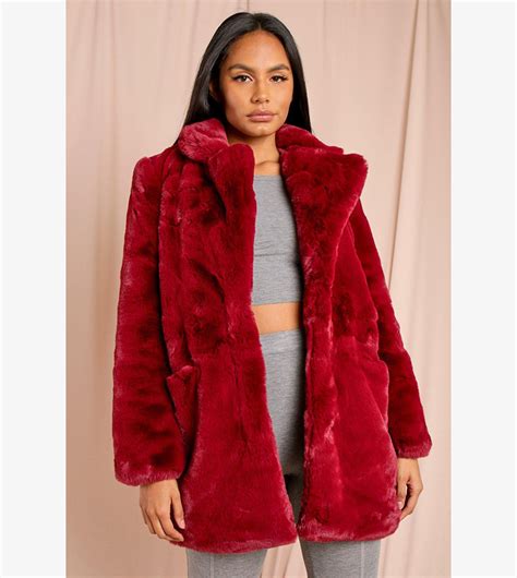 Buy Misspap Oversized Faux Fur Coat In Red 6thstreet Uae