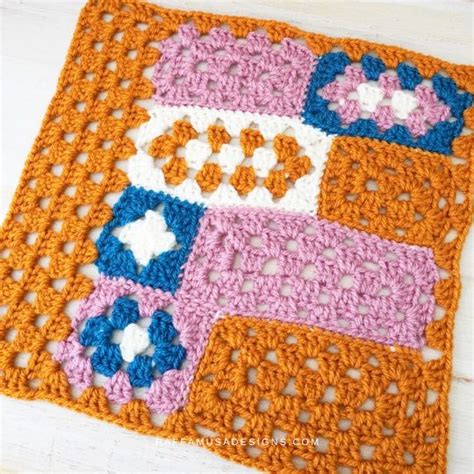 Rectangle Patchwork Granny Square Free Crochet Pattern Raffamusadesigns
