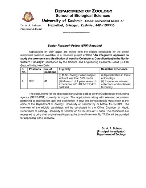 Kashmir University Recruitment 2024 Jobs For Ba Bsc Bcom Check