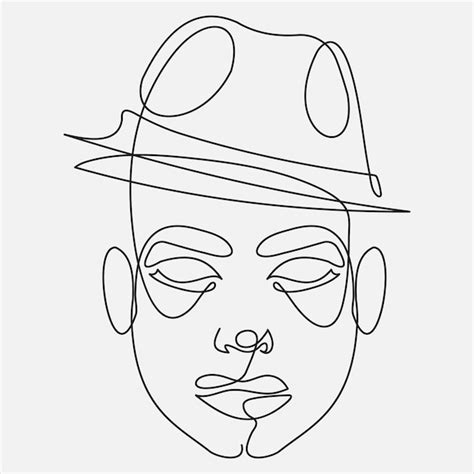 Premium Vector Continuous Line Hand Drawing Vector Illustration Face Art