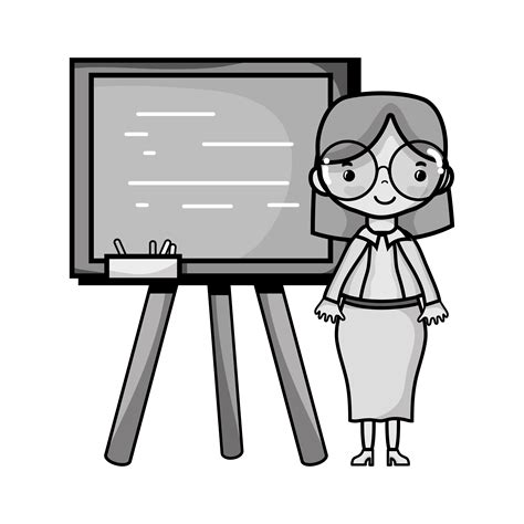 Grayscale Teacher Teaching Class Lesson In The Backcoard 650655 Vector