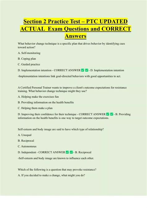 Section 2 Practice Test Ptc Updated Actual Exam Questions And Correct Answers Ptc Stuvia Us