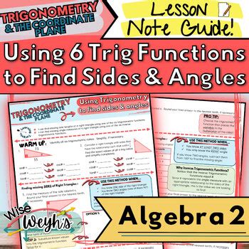 Using Trigonometry To Find Sides Angles Note Guide All Trig Functions