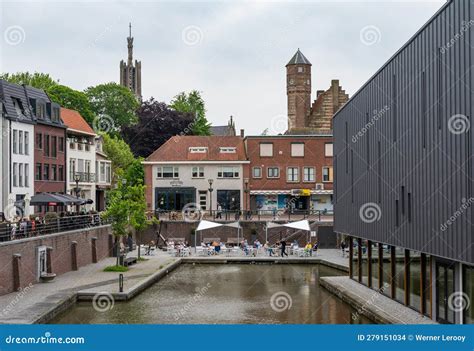 Hulst Zeeland The Netherlands Historical Buildings Reflecting In The