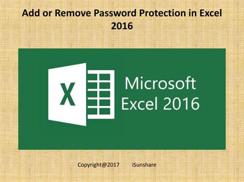 Add Or Remove Password Protection In Excel 2016 Pptx Computing Technology And Computing