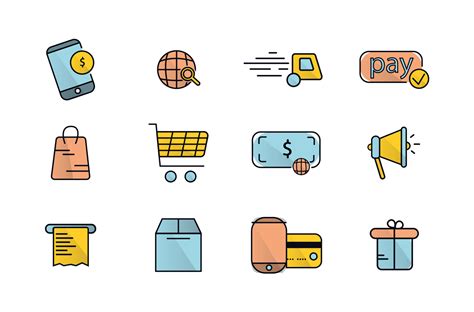 Online Shop Icon Set Elements In The Set Credit Card Box Contactless