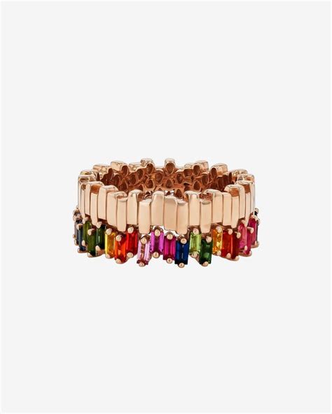 Golden Midi Stacker Rainbow Sapphire Eternity Band Sapphire Eternity