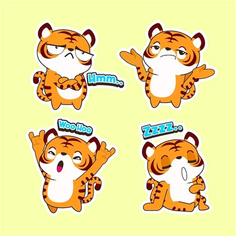 Ilustração em vetor tigre bonitinho Vetor Premium