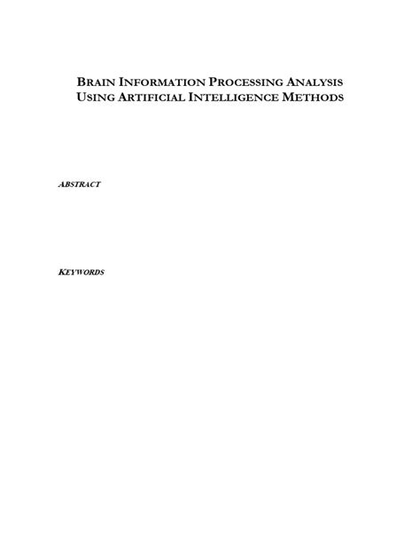 Brain Information Processing Analysis Using Artificial Intelligence Methods Pdf Synapse