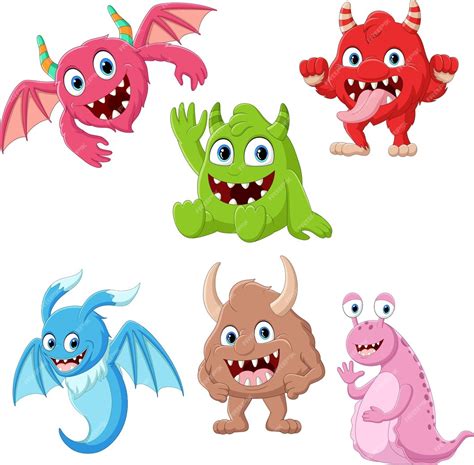 Premium Vector Set Of Cute Monster Cartoon