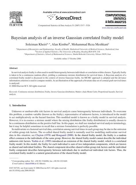 Pdf Bayesian Analysis Of An Inverse Gaussian Correlated Frailty Model