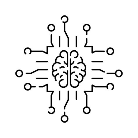 Deep Learning Ai Linear Icon Neural Network With Cogwheels Thin Line Illustration Digital