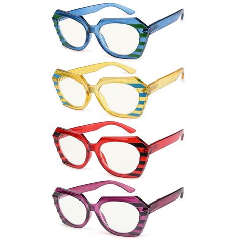 4 Pack Polygon Progressive Multifocus Readers Women Readers Reading