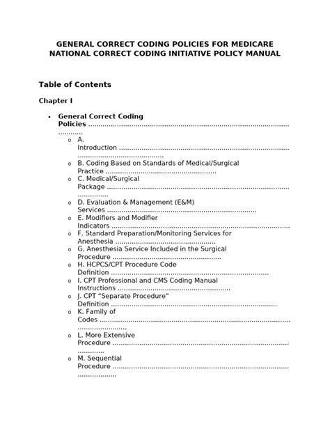 General Correct Coding Policies For Medicare National Correct Coding Initiative Policy Manual