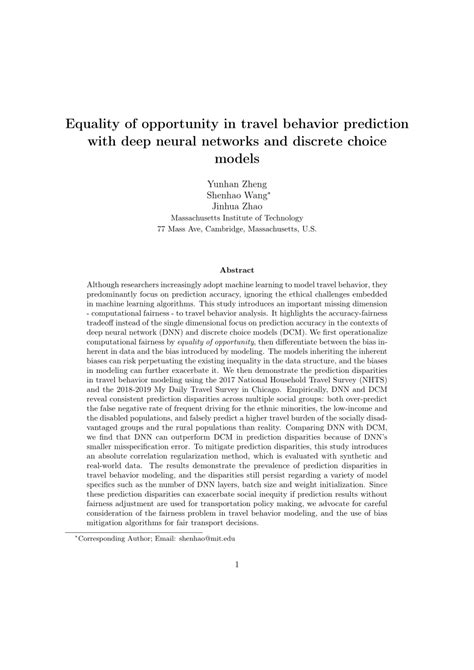 pdf equality of opportunity in travel behavior prediction with deep