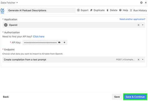 generate ai podcast descriptions with airtable openai integration