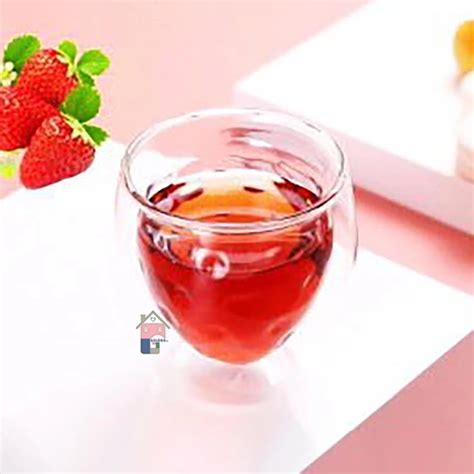 خرید و قیمت لیوان و ماگ شیشه پیرکس دوجداره فانتزی 250 میل مدل توت فرنگی