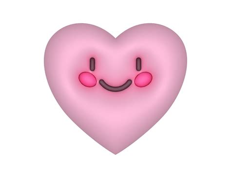 3d Smiling Cute Pink Heart Emoji 28115399 Png