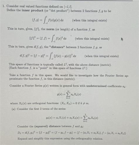 Solved 1 Consider Real Valued Functions Defined On −ll