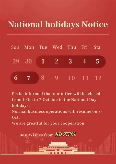 Were Excited To Announce That Our Company Will Be On Holiday From