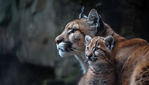 premium photo male puma and cub portrait with negative space for text