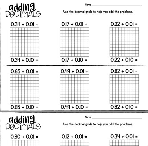 Printable Adding Decimal Coloring Grids — Aubree Teaches