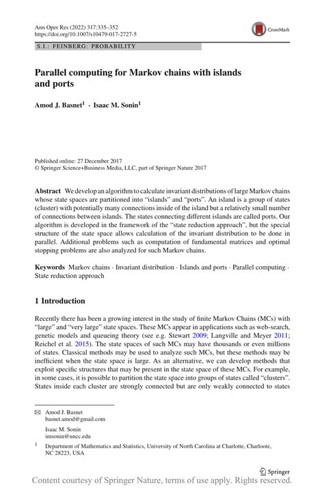 Parallel Computing For Markov Chains With Islands And Ports Request Pdf