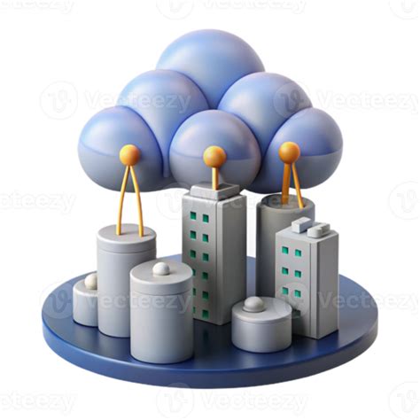 3d Illustration Cloud Computing Cityscape Network Digital Infrastructure 55921226 Png