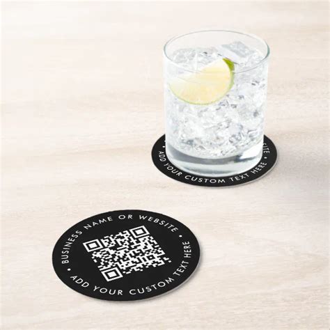 Qr Code Scan Me Black Modern Stylish Business Round Paper Coaster