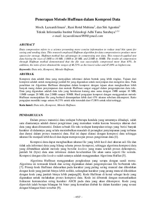 Pdf Penerapan Metode Huffman Dalam Kompresi Data