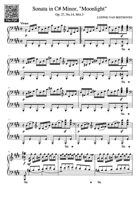 Sheet Sonate No 14 Moonlight 3rd Movement Pdf Lyrics And Chords