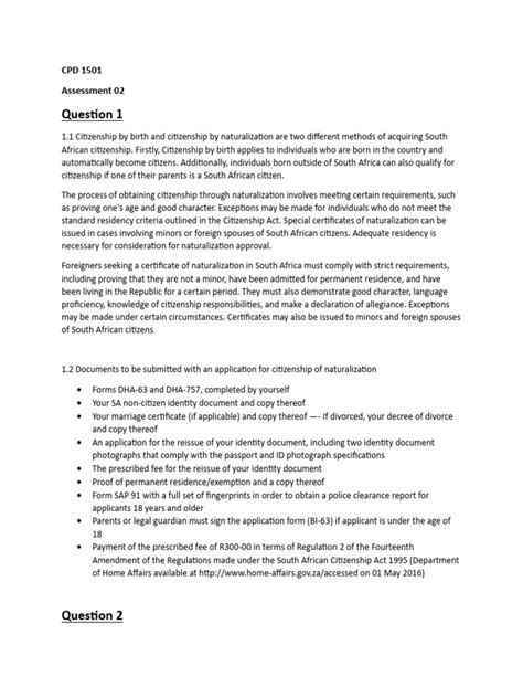 Cpd1501 Ass 02 Download Free Pdf Naturalization Identity Document
