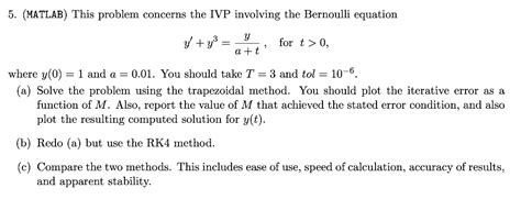 MATLAB This Problem Concerns The IVP Involving Chegg Com