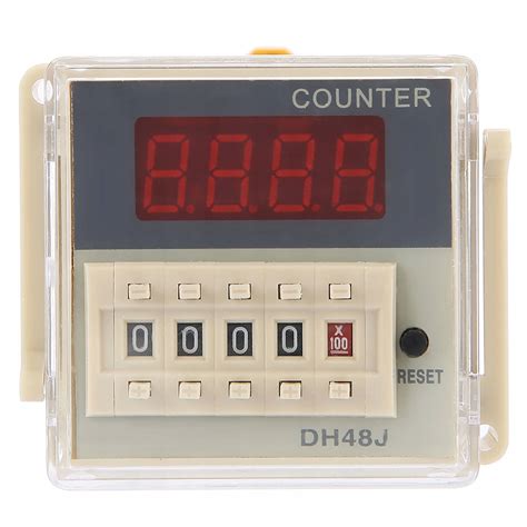 DH J A Digital Display Electronic Counter Relay With Mm DIN Rail Base V AC DC