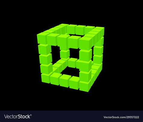 Wireframe Cube From Cubes Isolated On Black Vector Image