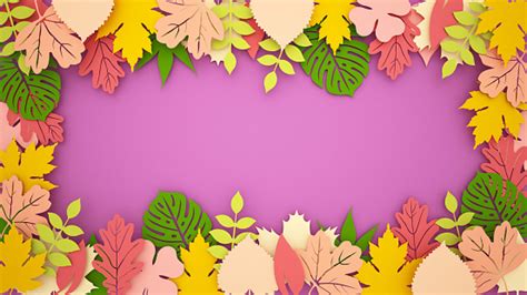 열 대 작품에 대 한 보라색 배경에 멀티 컬러 나뭇잎 계절 작품에 대 한 숲에서 화려한 나뭇잎 3d 일러스트레이션 0명에 대한 스톡 사진 및 기타 이미지 Istock