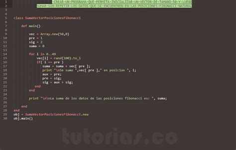 Poo Ruby Suma Vector Posiciones Fibonacci Tutorias Co