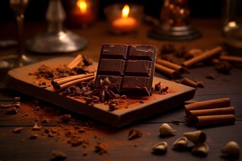 Premium Ai Image Broken Chocolate Bar With Cocoa Powder