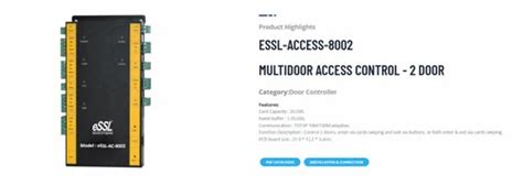 ESSL ACCESS 8002 MULTIDOOR ACCESS CONTROL 2 DOOR Weigand Card Capacity 20 000 At 10000