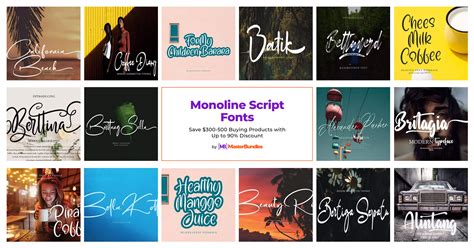 Monoline Script Fonts MasterBundles