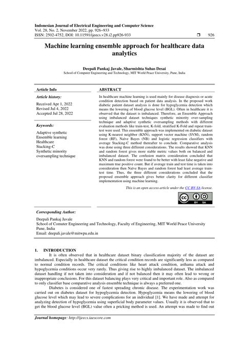 Pdf Machine Learning Ensemble Approach For Healthcare Data Analytics