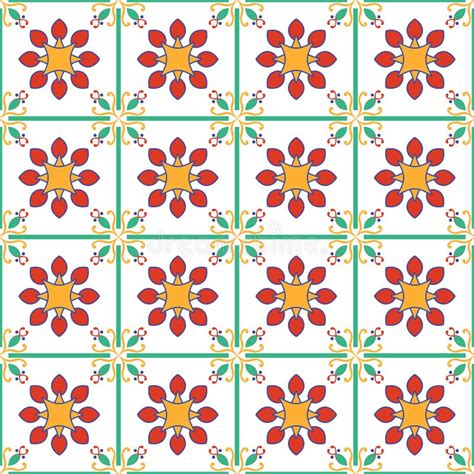 Tile Seamless Pattern Design With Colourful Motifs Background Stock Vector Illustration Of