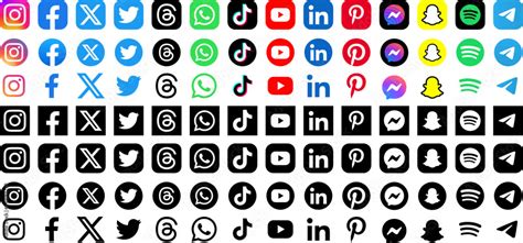 Social Media Icons Pack Instagram Facebook Twitter X Threads