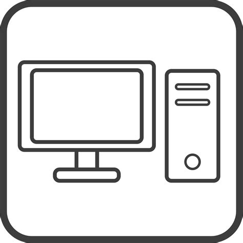 Computer Icon In Thin Line Black Square Frames 34373618 Png