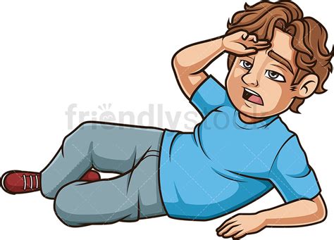 Fatigued Caucasian Man Passing Out Cartoon Clipart Vector Friendlystock